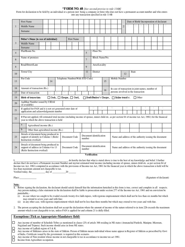 Revised Form 60 PDF | PDF | Taxes | Government
