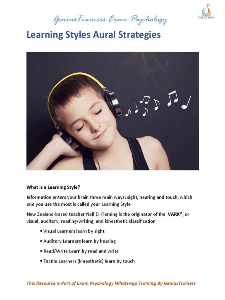 Aural Strategies | PDF | Learning Styles | Human Communication