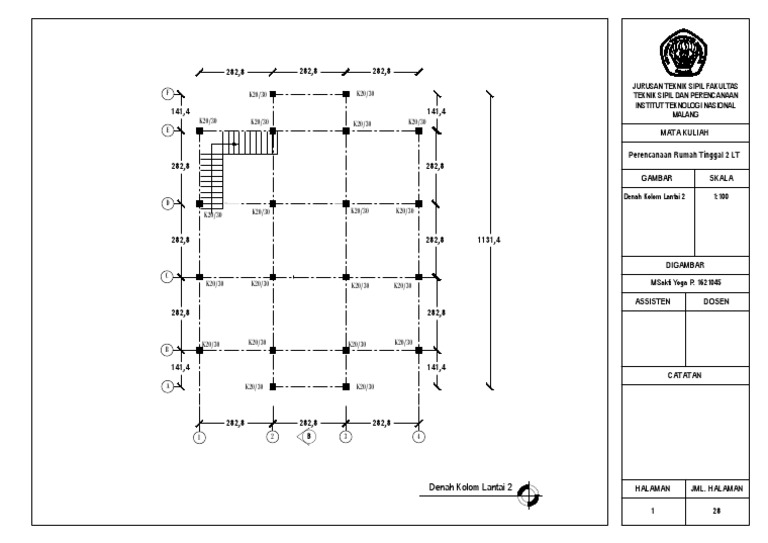 Denah Kolom LT 2 | PDF