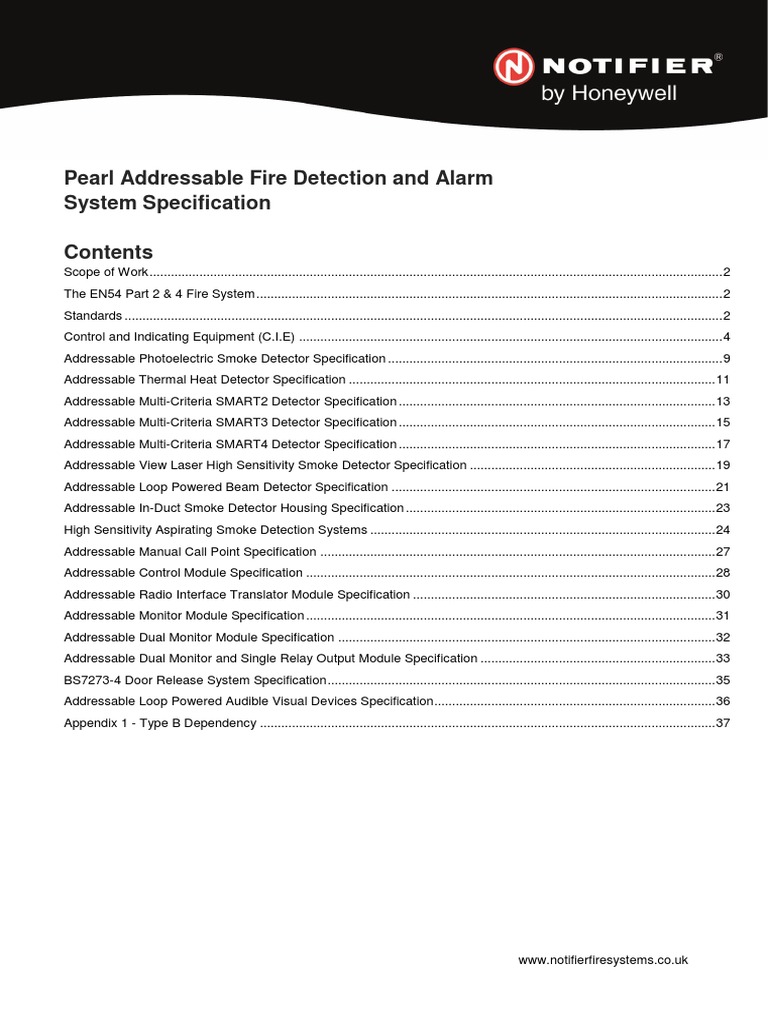Pearl Addressable Fire Detection and Alarm System Specification | PDF ...