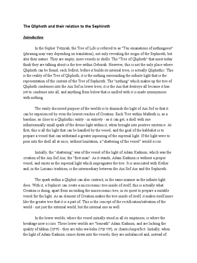 The Qliphoth and Their Relation To The Sephiroth | PDF | Mysticism ...