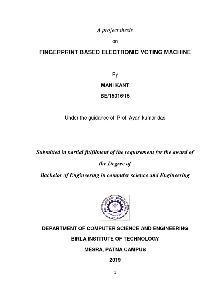 Fingerprint Based Electronic Voting Machine: A Project Thesis | PDF ...