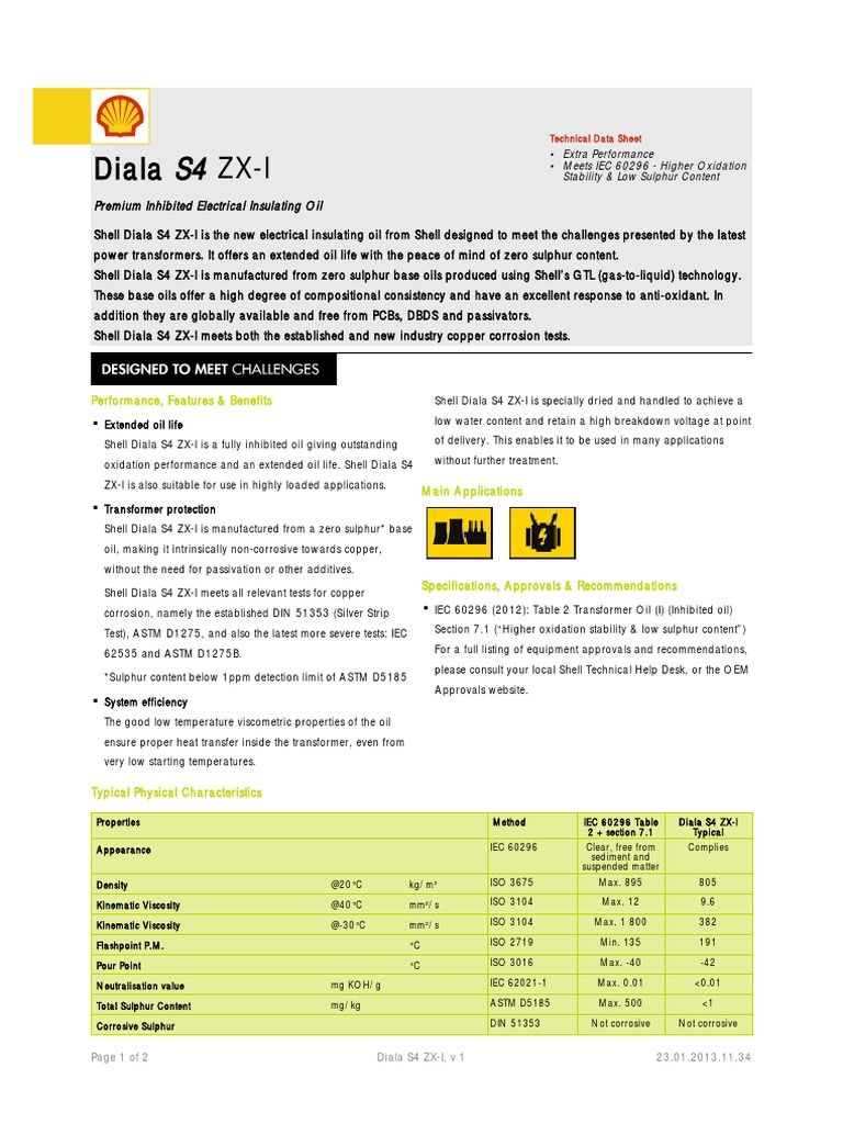 Shell Diala S4 ZX-I (En) TDS | PDF | Magnesium | Polychlorinated Biphenyl