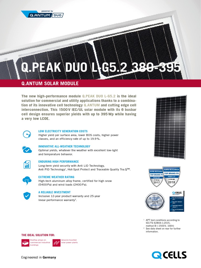 Hanwha Q Cells Data Sheet Qpeak Duo L-g5.2 380-395 2018-04 Rev04 Au ...