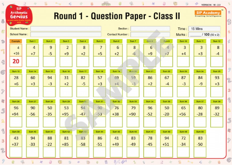 AGC Round 1 Question Paper Class 2 | PDF