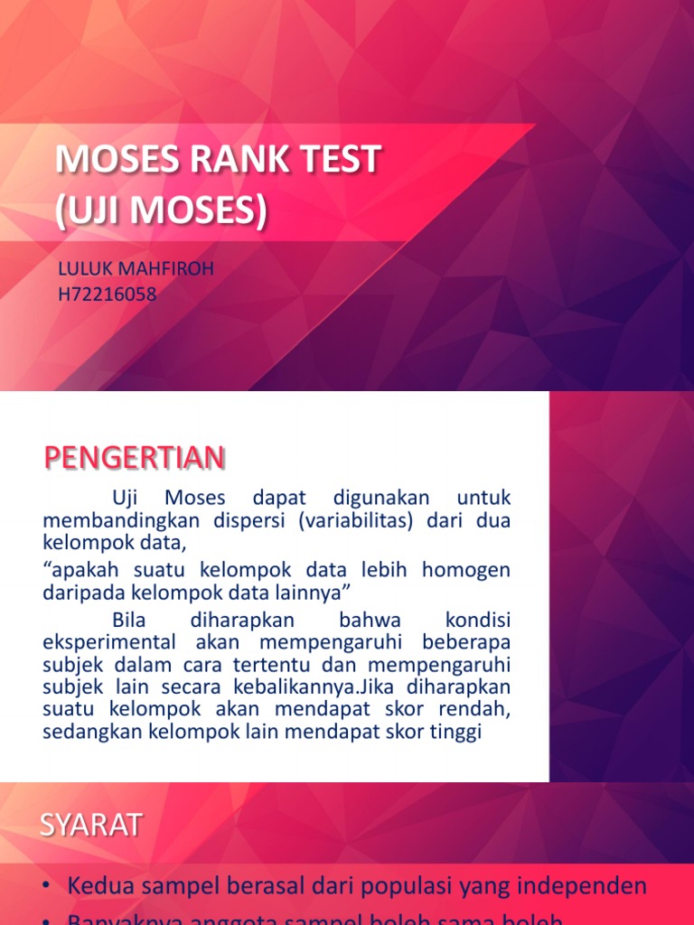 Uji Moses: Analisis Dispersi Data | PDF