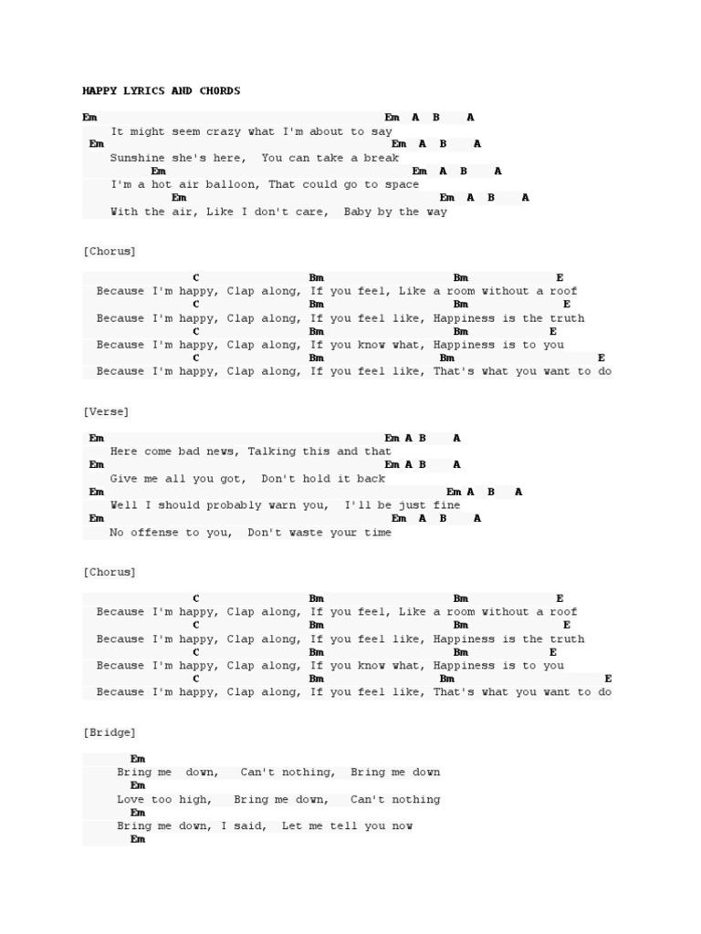 Happy Chords | PDF | Pop Songs | Song Recordings