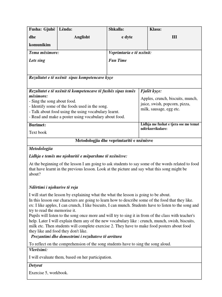 Lesson Plan-Lets Sing 9 | PDF