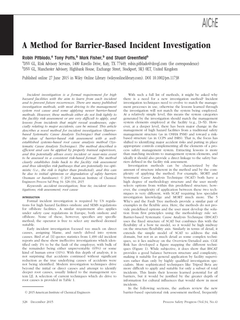 A Method For Barrier-Based Incident Investigation | PDF | Risk | Risk ...