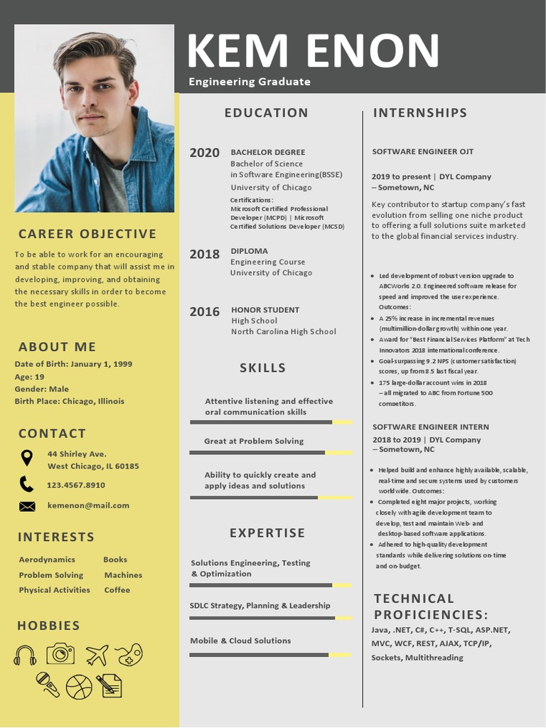 Engineering Resume for Fresh Graduates | PDF | Software | Engineering