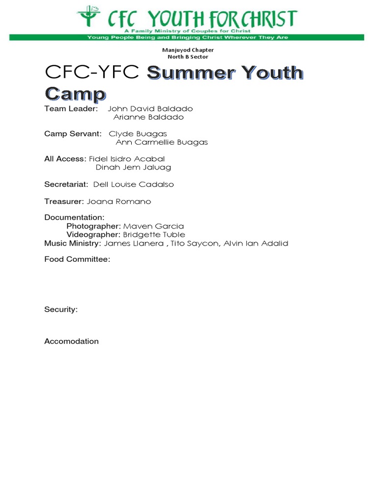 Yfc Checklist | PDF