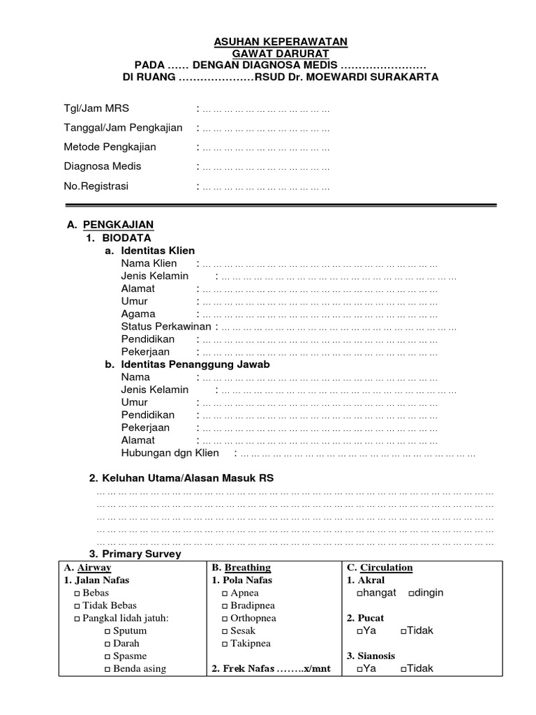 Format Askep Gadar | PDF | Pulmonology | Respiratory Diseases