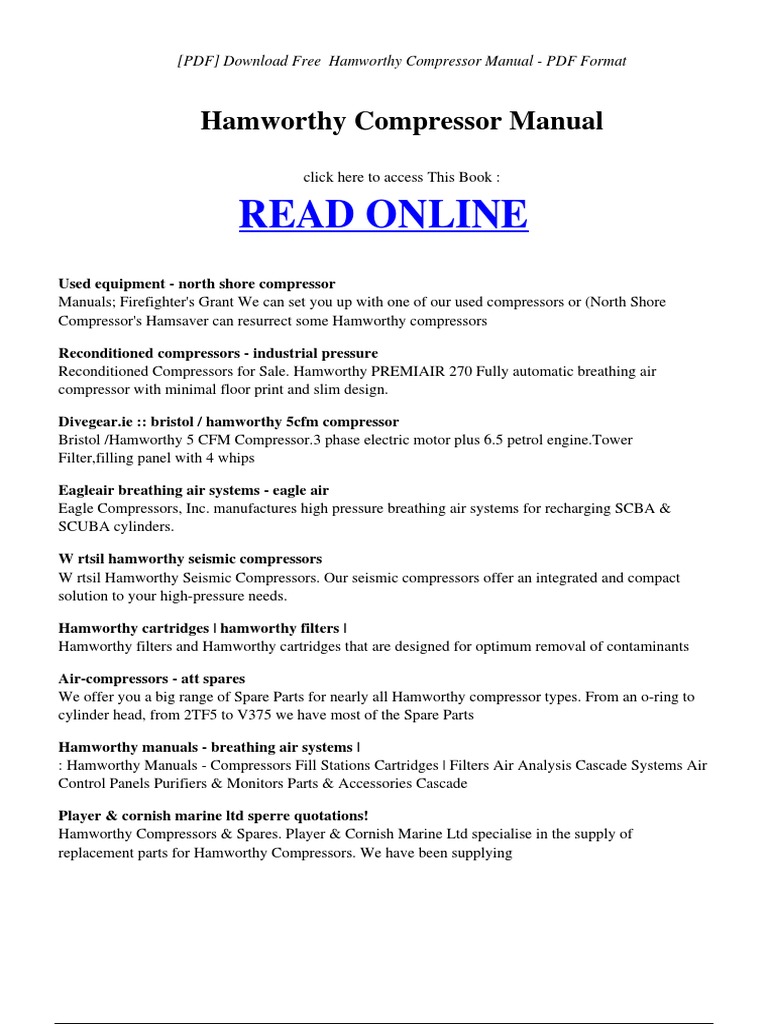 Hamworthy Compressor Manual Download | PDF | Diesel Engine | Gas ...