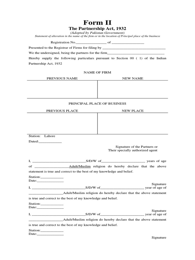 Form-2 (Partnership Form) | PDF