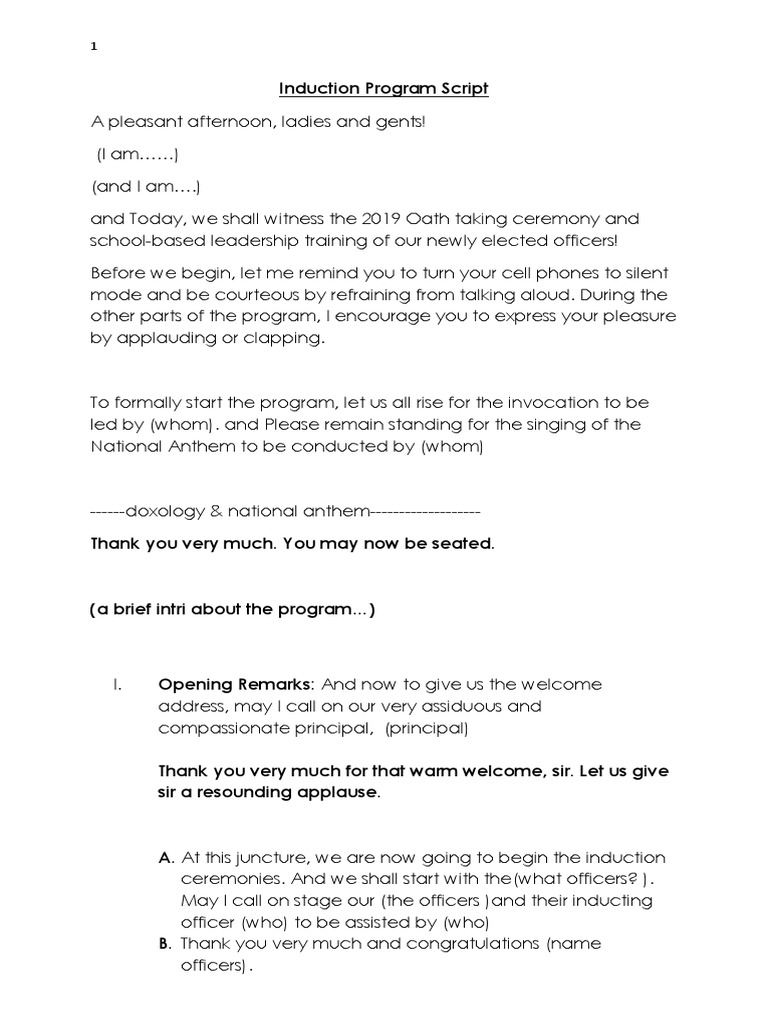 Induction and Leadership Training Ceremony: Empowering New Officers and ...