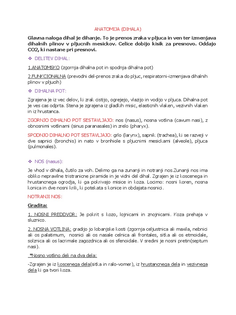 Anatomija Dihala | PDF
