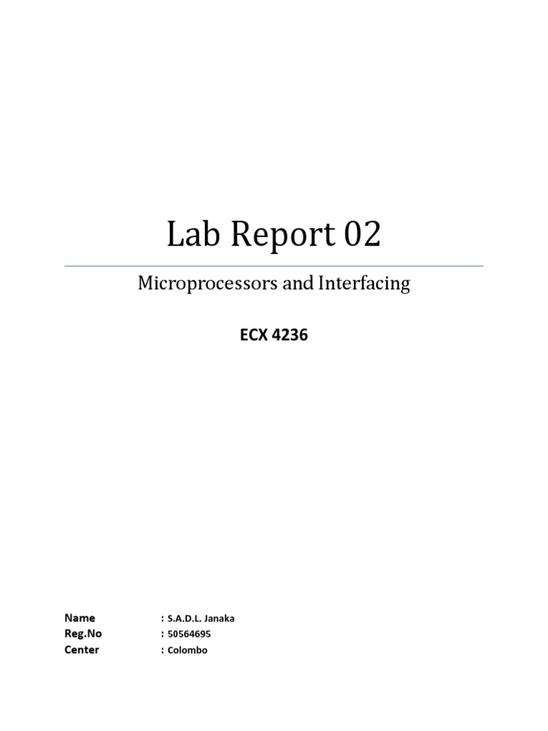 Lab Report 02 Microprocessors And Interfacing Pdf Microcontroller