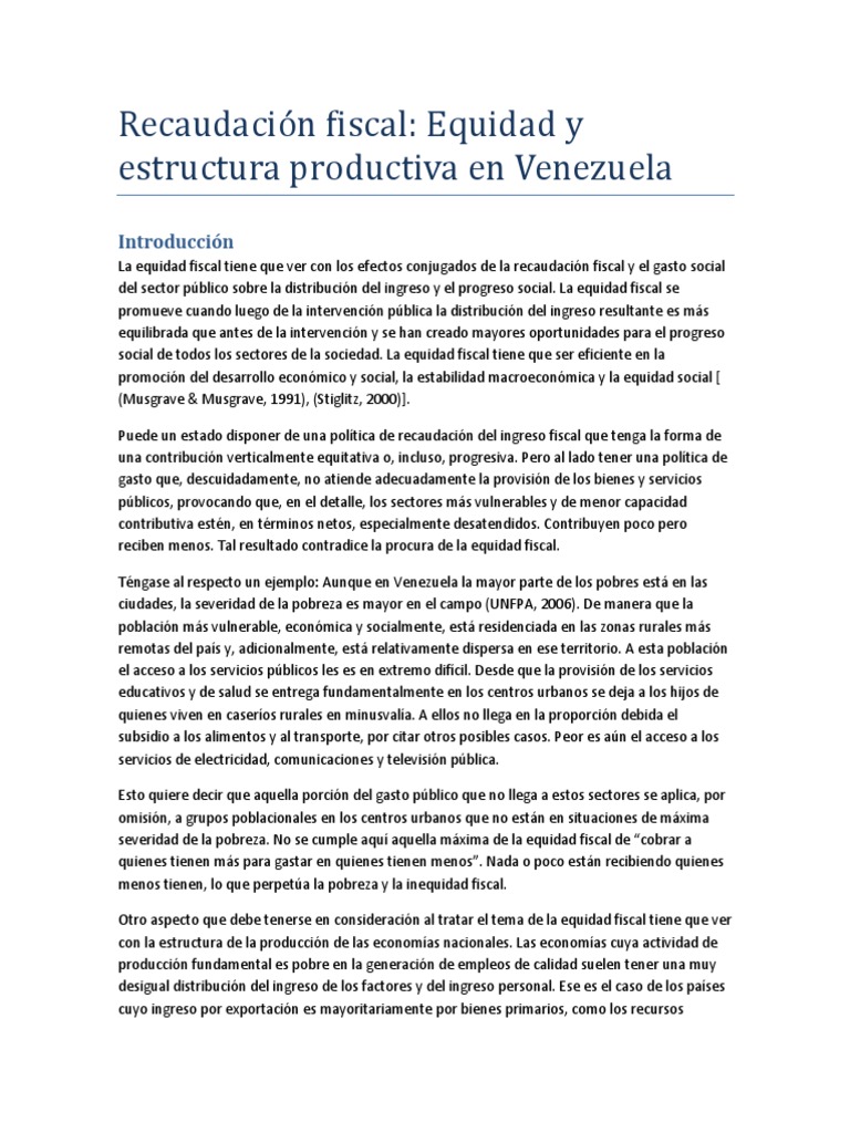 Equidad Fiscal y Tributaria en Venezuela | PDF | Desigualdad social ...