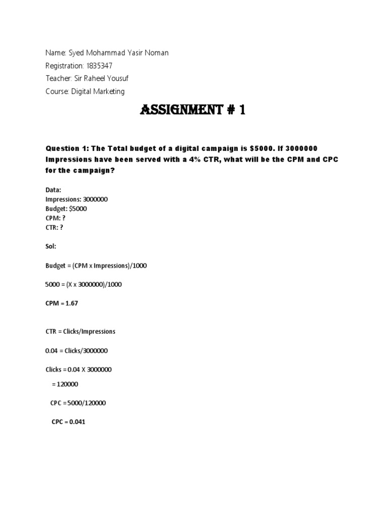 Digital Marketing Assignment Yasir | PDF | Cyberspace | Communication Design