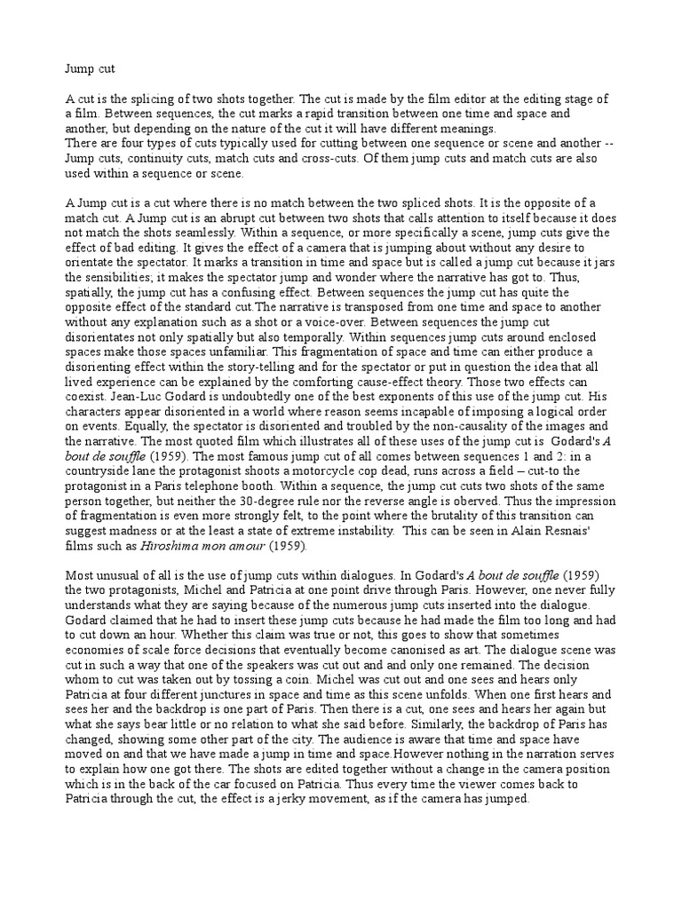 Jump Cut Definition | PDF