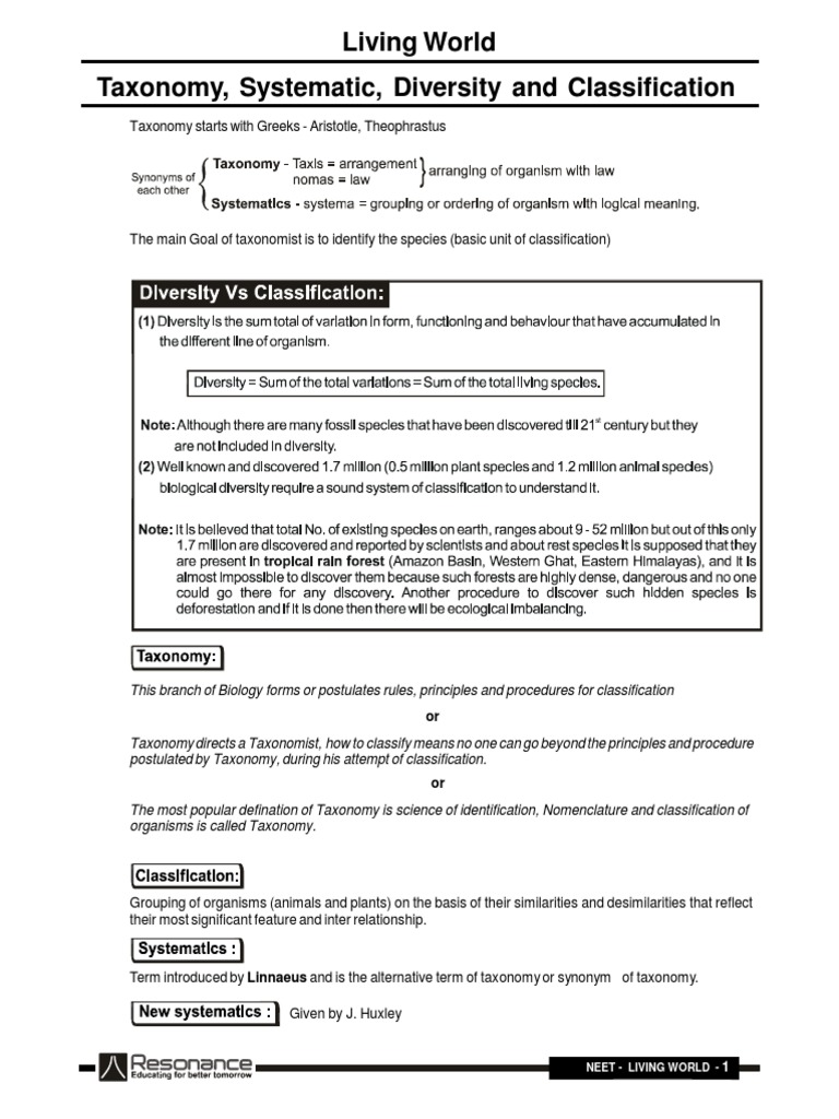 1.living World | PDF | Taxonomy (Biology) | Species