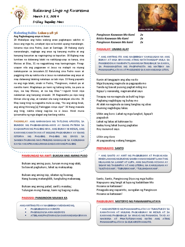 Whole Song March 15 2019 Tagalog Mass | PDF