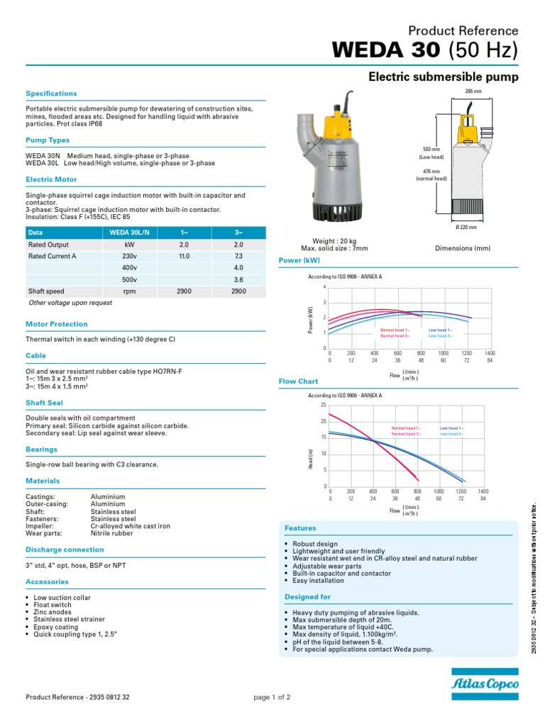 WEDA 30 (50Hz) | PDF | Electric Motor | Electric Power
