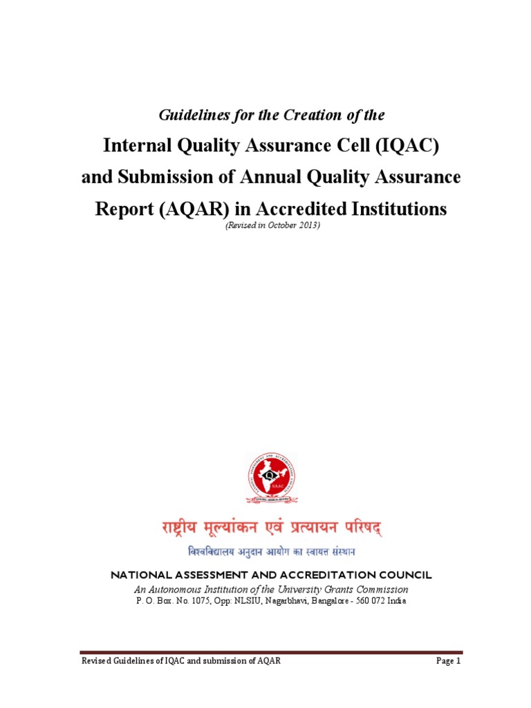 Internal Quality Assurance Cell (IQAC) and Submission of Annual Quality ...
