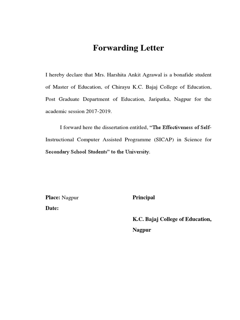 Forwarding Letter, Declaration N Certificate | PDF