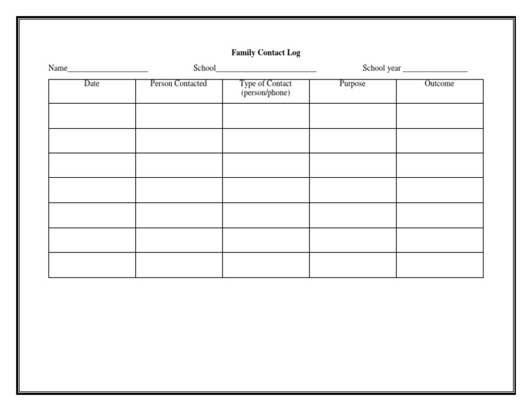 Family Contact Log | PDF