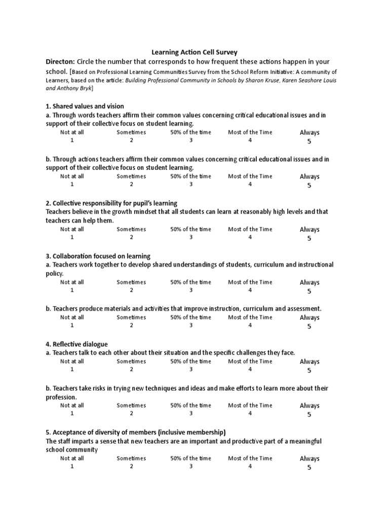 Learning Action Cell Survey | PDF | Behaviorism | Learning