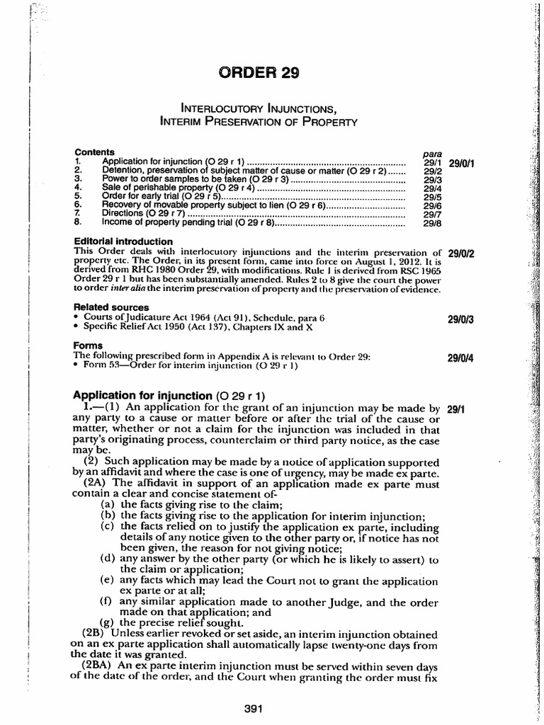 ORDER 29 - Notes Mareva Injunction | PDF