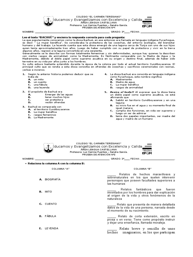 Prueba de Comprensión Lectora | PDF | Fábula