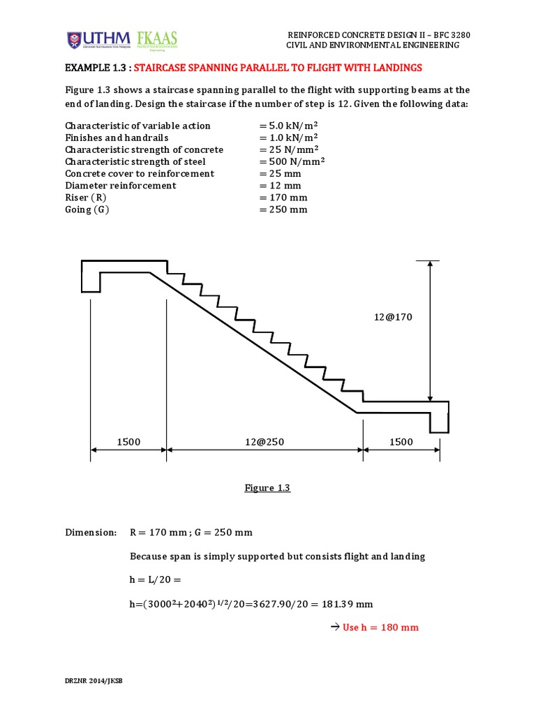 Example 1.3 - Monolithic Staircase | PDF | Stairs | Reinforced Concrete