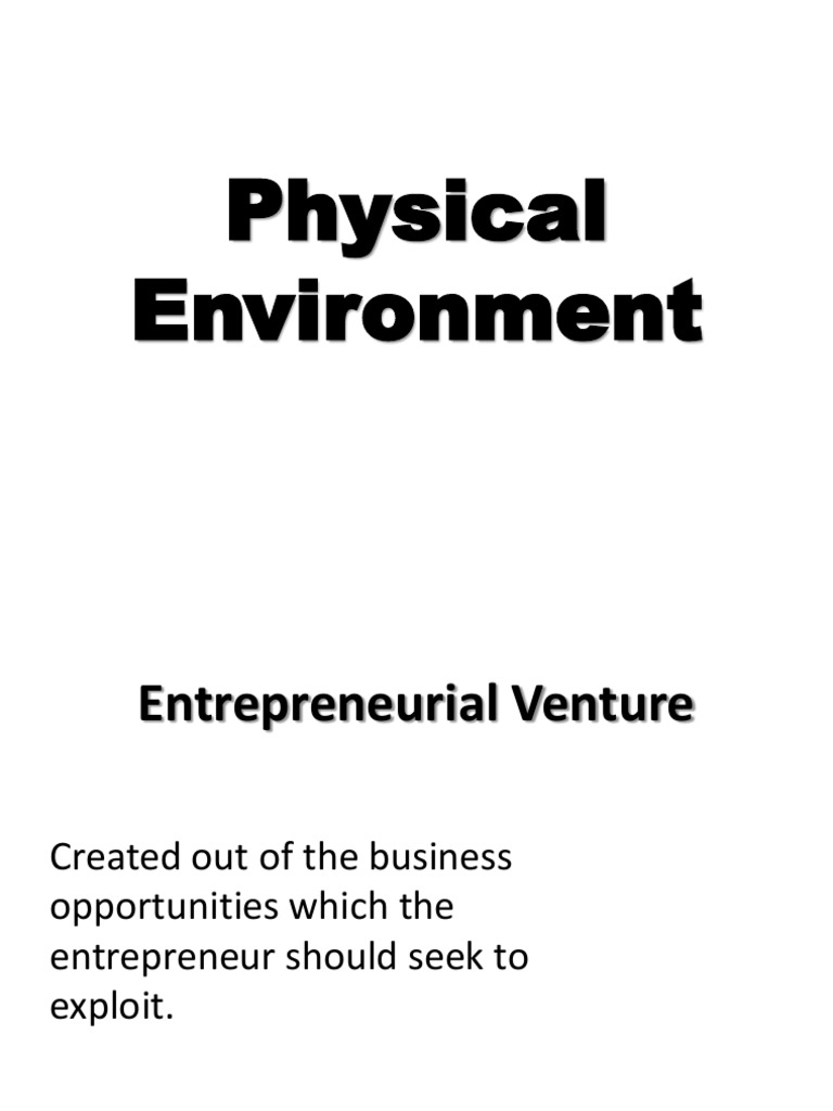 The Physical Environment and Its Impact on Identifying Entrepreneurial ...