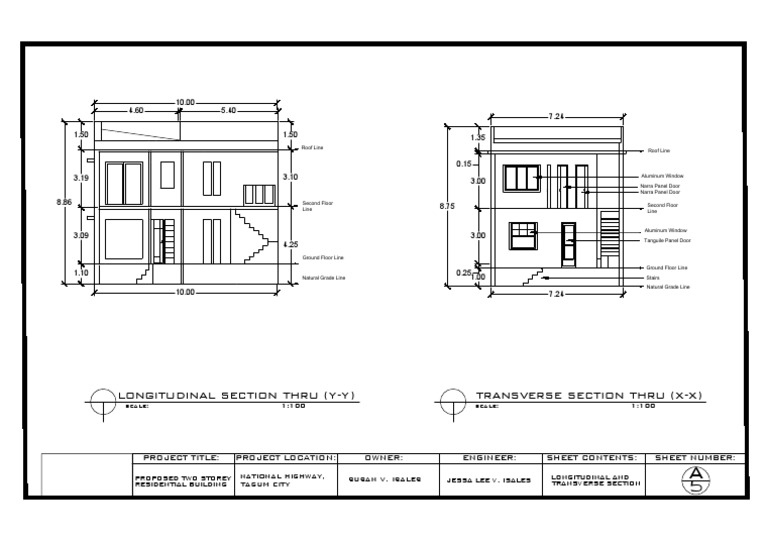 Longitudinal Section Thru (Y-Y) Transverse Section Thru (X-X) | PDF ...