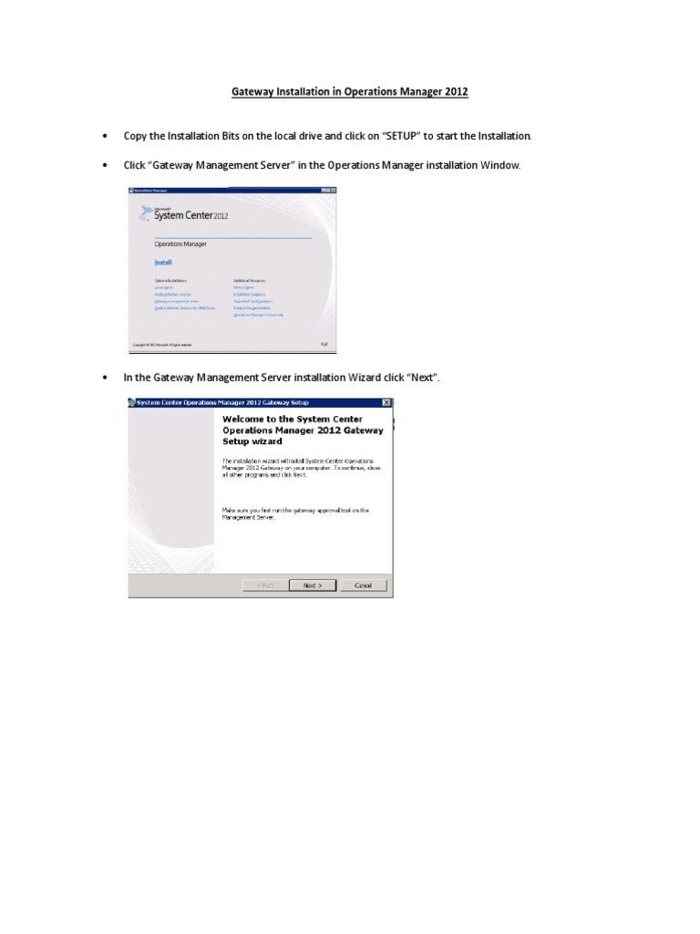 Gateway Installation Guide for OM 2012 | PDF