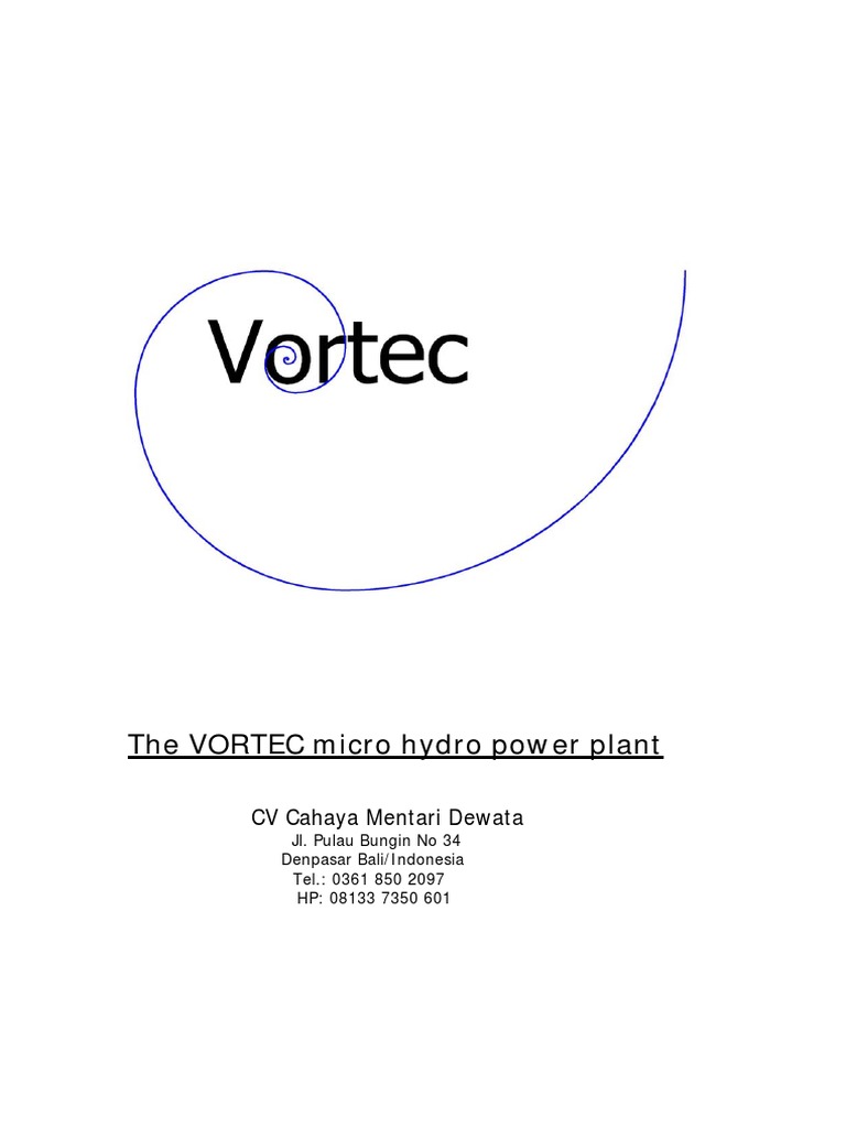 VORTEC Micro Hydro Power Plant PDF | Download Free PDF ...