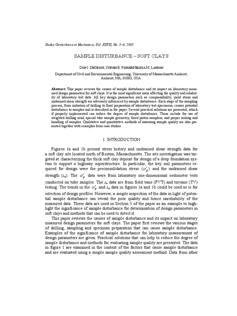 Sample Disturbance | PDF | Geotechnical Engineering | Soil Mechanics