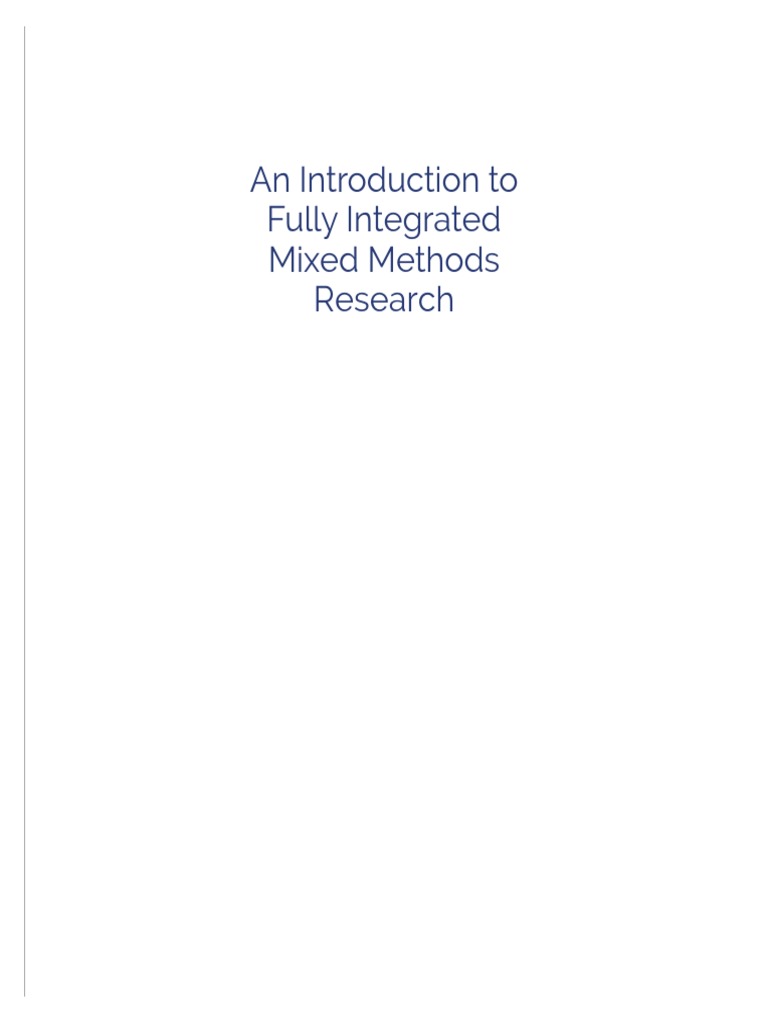Creamer - An Introduction To Fully Integrated Mixed Methods Research ...
