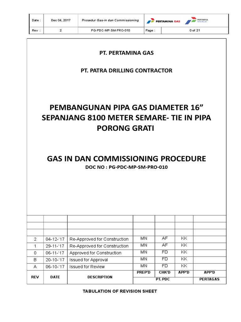 Prosedur Commissioning | PDF | Pipe (Fluid Conveyance) | Pipeline Transport