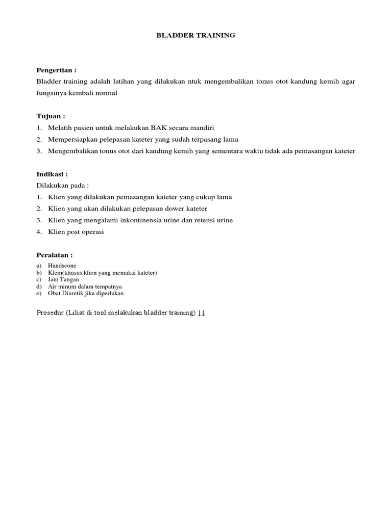 Bladder Training | PDF
