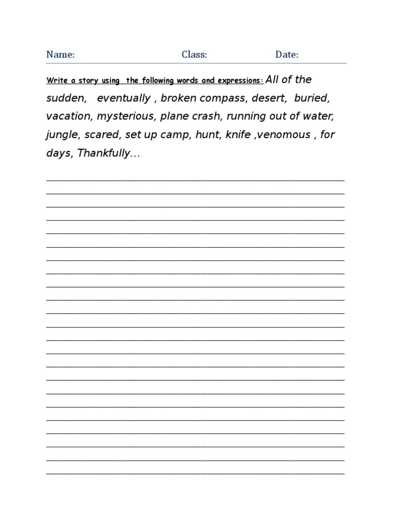 Write A Story Using The Given Words | PDF