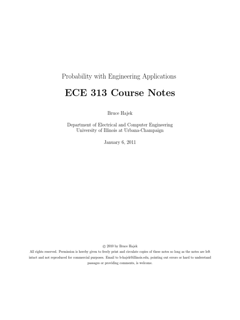 ECE 313 Course Notes: Probability With Engineering Applications | PDF ...