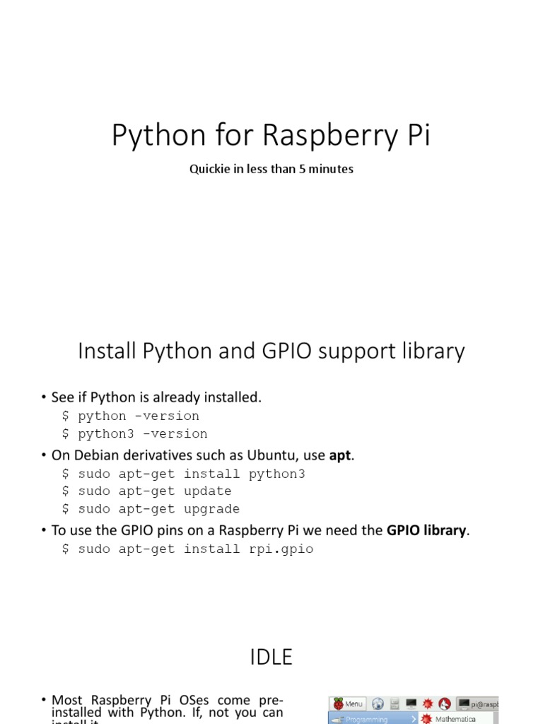 Python For RaspberryPi Quickie | PDF | Python (Programming Language) | Computer Engineering