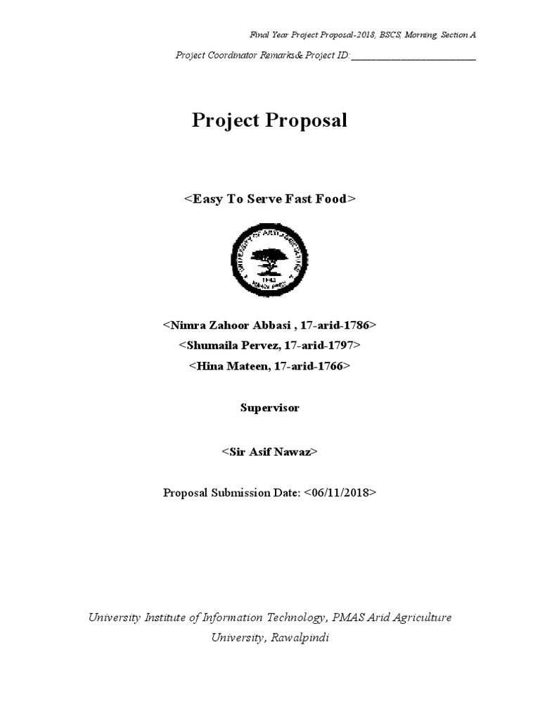 Project Proposal | PDF | Fast Food | Foods