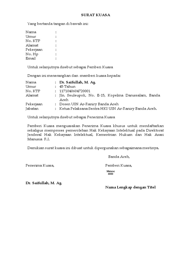 Form Surat Kuasa | PDF