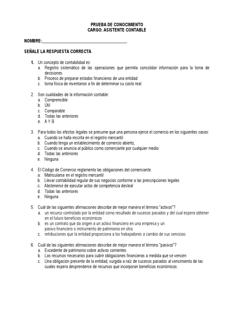 Pruebas A Aplicar Asistente Contable | PDF | Contabilidad | Bancos