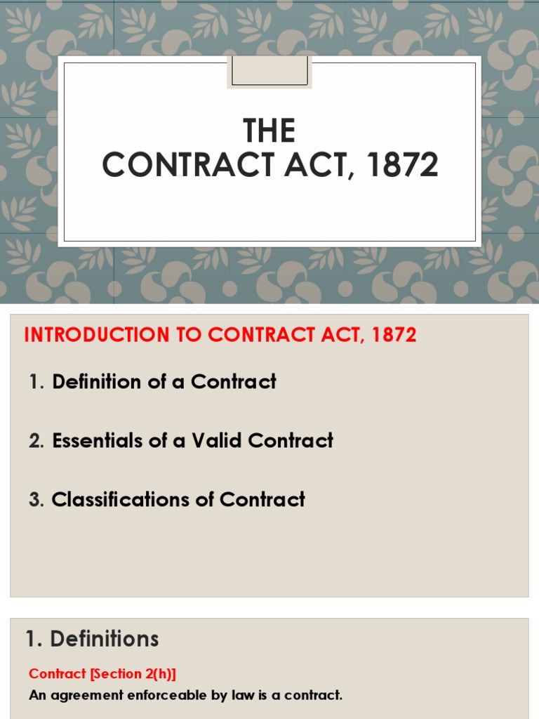 THE Contract Act, 1872 | PDF | Offer And Acceptance | Consideration