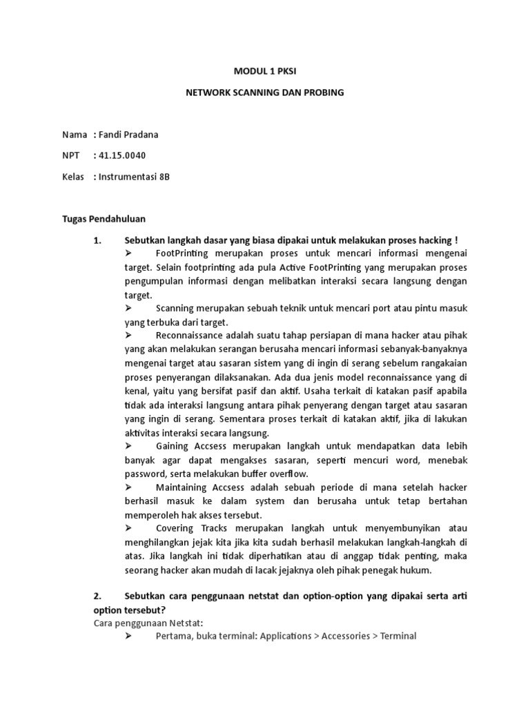 Teknik Dasar Network Scanning dan Probing | PDF